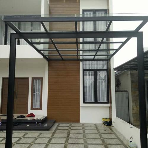 Jual kanopi atap kaca tempered 8mm, tihang gawang besi WF 100 - Kota ...