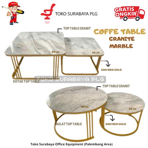 Jual Meja Tamu Granit Bulat Marmer Coffee Table Meja Tamu Batu ...