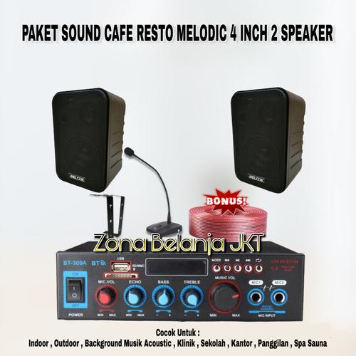 Jual PAKET SOUND SYSTEM AUDIO CAFE RESTO MELODIC 4 INCH 2 SPEAKER ( SET ...