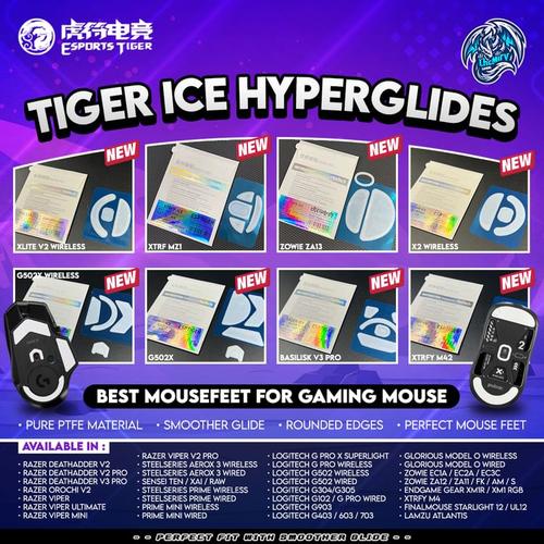 Jual Tiger Arc Ice Hyperglide Mousefeet for Razer Viper Basilisk Orochi ...