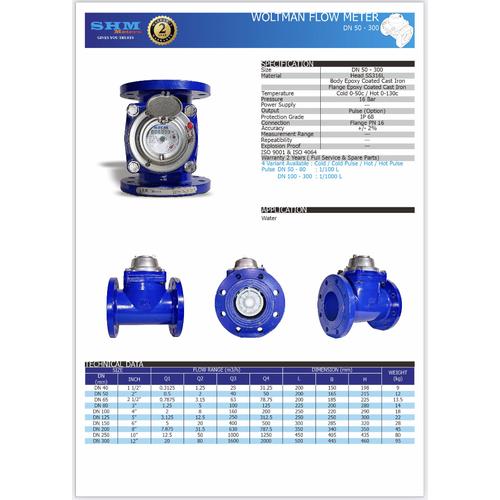 Jual Water flow meter, turbine, flange PN16, size 1,5 inchi -12 inchi ...