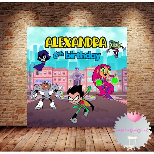 Jual Custom Backdrop Banner Spanduk Happy Birthday Teen Titans Go 2 ...