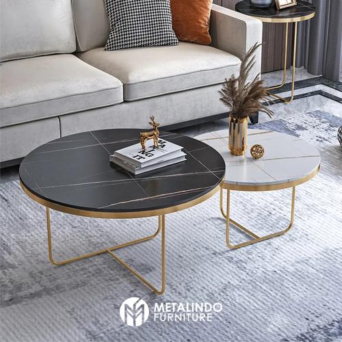 Jual round coffee table minimalis marmer ESTETIK, set meja tamu ...