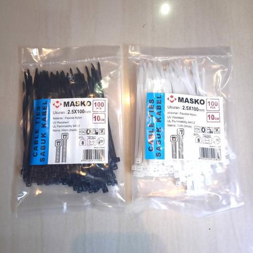 Jual MASKO Kabel Ties / Cable Tie 2,5 x 100 mm Isi 100pcs Hitam Putih 10cm - Hitam - Kota ...