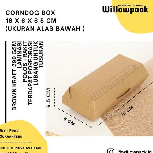 Jual bt corndog box brown kraft paper/ dus hotdog kecil sosis sate ...