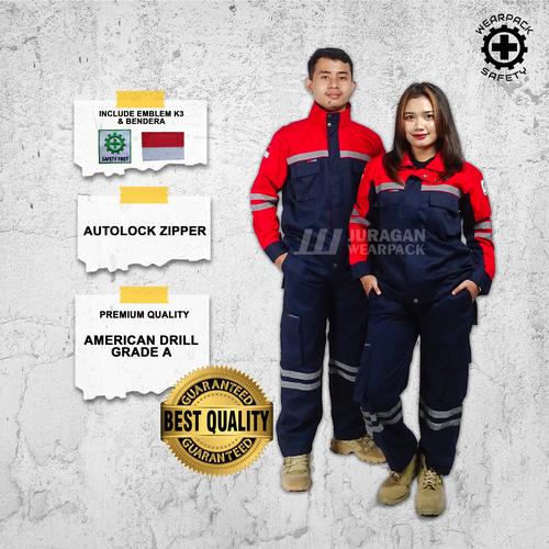 Promo Baju Proyek Setelan Merk Juragan Wearpack Model Semijaket - Merah ...