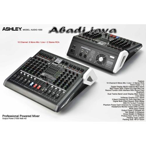 Jual power mixer ashley audio 1000 10 channel 1100 watt garansi ...