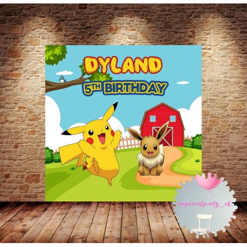 Jual Custom Backdrop Banner Spanduk Happy Birthday Pokemon Pikachu ...