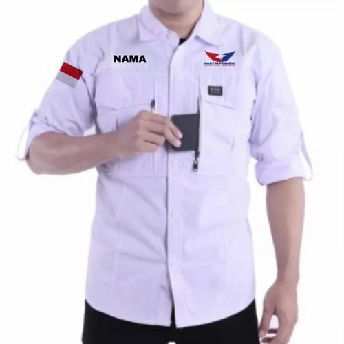 Jual KEMEJA TACTICAL PARTAI PERINDO LENGAN PANJANG FULL BORDIR - Putih ...