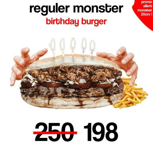 Jual Burger Ulang Tahun Jumbo Viral | Monster Birthday Burger 20cm ...