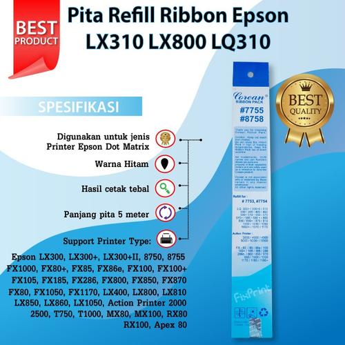 Jual Ribbon Pita Cartridge Printer LX300 LX300+ LX300+II Pita Refill ...