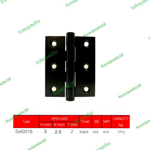 Jual Engsel jendela 3" Original KEND Hinge SEL0018 (2BB ) Black SEL ...