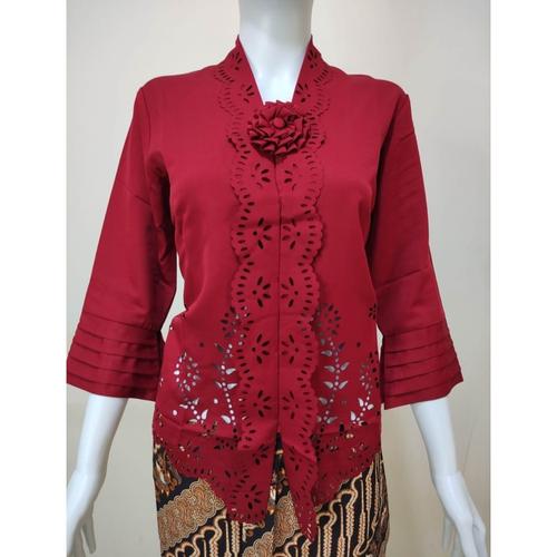 Jual Atasan Kebaya Encim Modern Warna Merah Maroon Kebaya Wisuda Kebaya ...
