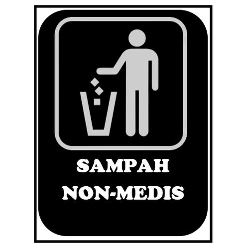 Jual Sign Sampah Non Medis Icon Label Sticker Unik Signage - 15cmx20cm ...