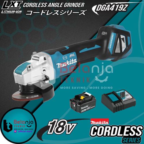 Jual Makita Cordless Angle Grinder DGA419 Mesin Gerinda 18V SET Baterai 5 AH BL1850B X-LOCK ...