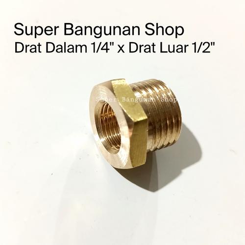 Jual Neple sok sambung Kuningan drat luar 1/2" inch x drat dalam 1/4" inch - Kota Tangerang ...