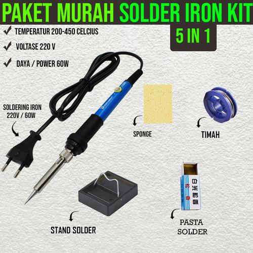 Jual Solder Listrik 60 Watt Adjustable Temperatur Solder Kit Set 5 in 1 - Solder Set 5IN1 - Kota ...