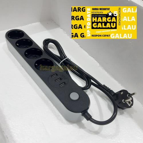 Promo Terminal listrik 4 lubang 3 usb port 2.1A Original SNI power ...