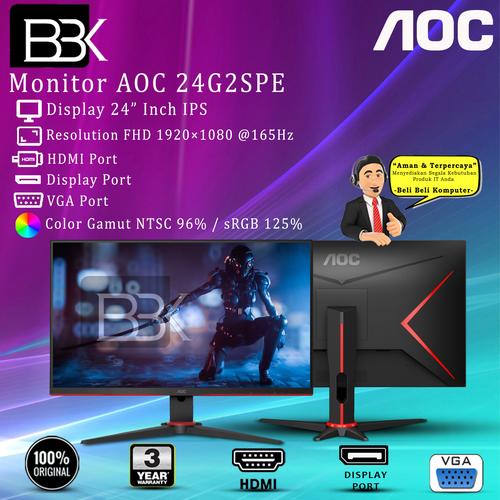 Jual Monitor AOC 24G2SPE 24" FHD 165Hz 1ms sRGB 125% HDMI VGA DP 3YR ...