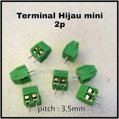 Jual Konektor mini 2p Hijau Terminal Block PCB 2pin 3.5mm 2 pin 3,5mm ...