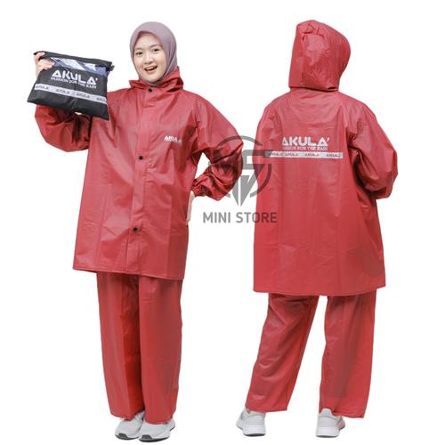 Promo JAS HUJAN PRIA WANITA BAHAN TEBAL ELASTIS TERBAIK ORIGINAL BY AKULA - Merah, L - Kab ...