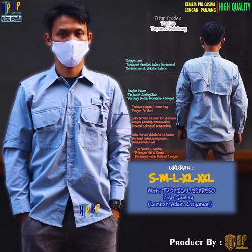 Jual Kemeja Kerja Lapangan Pdl Warna Khaki Seragam Kerja Pdh Outdoor Biru Muda Xxl
