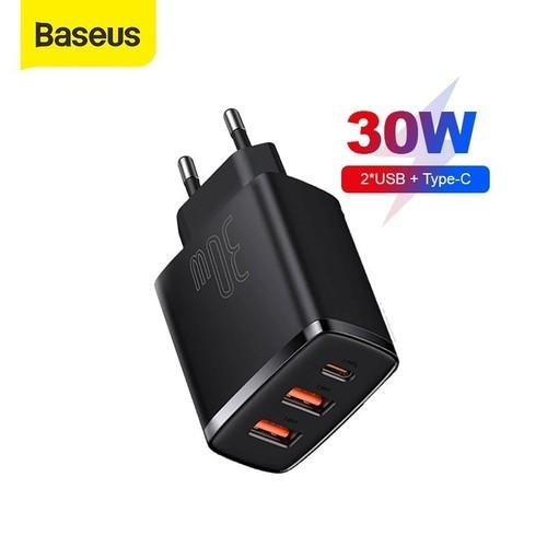 Jual KEPALA CHARGER BASEUS COMPACT TYPE C DUAL USB 30W PD FAST CHARGEr ...
