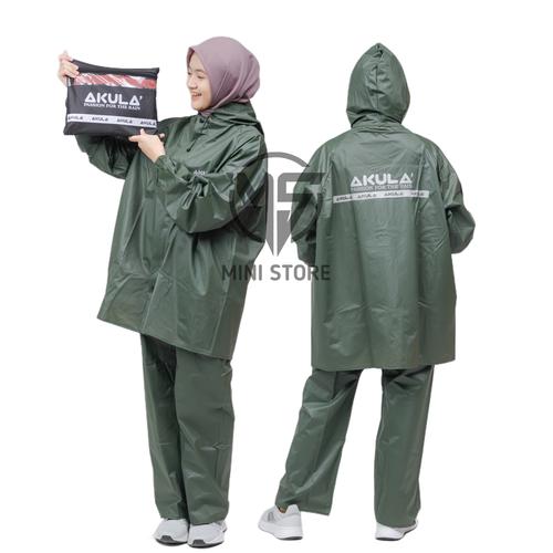 Jual raincoat jas hujan pria wanita terbaik anti rembes original by AKULA - Hijau, XXL - Kab ...