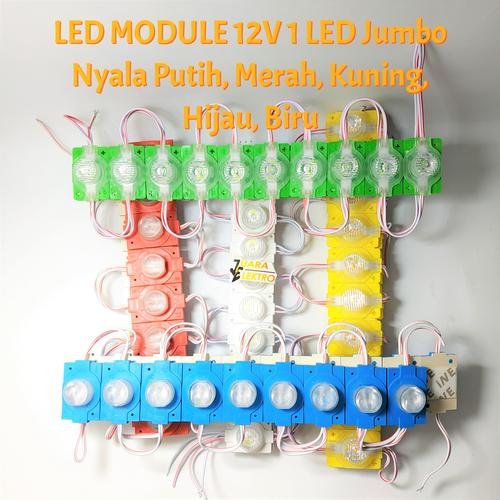 Jual LED MODULE 12V 1 LED Jumbo Nyala Putih, Merah, Kuning, Hijau, Biru ...