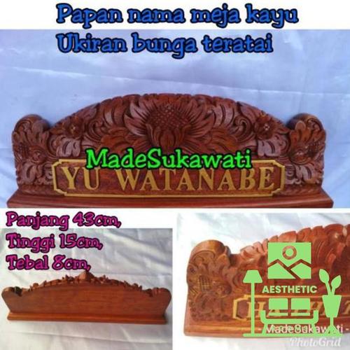 Jual Papan nama meja kayu name plate ukiran bali bunga teratai isi ...