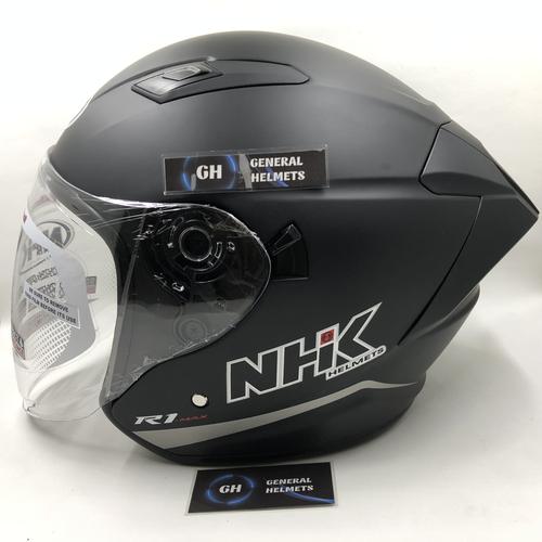 Jual HELM NHK R1 MAX SOLID BLACK DOFF DOUBLE VISOR HALF FACE - M - Kab ...