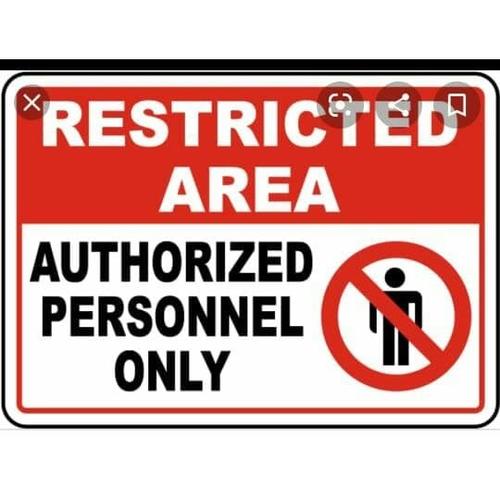 Jual sign stiker Restricted area authorized personnel only 15x20cm ...