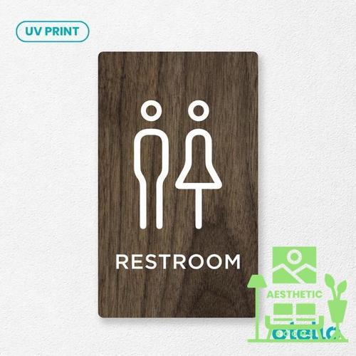 Jual Restroom Sign Board Kayu Print Signage Papan Ruang Wooden Room ...