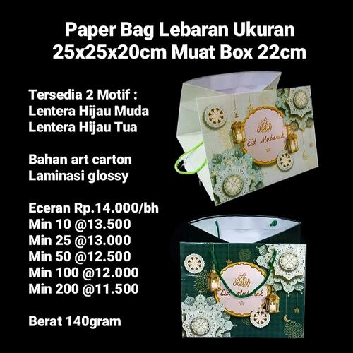 Jual Paper Bag Lebaran Ukuran 25x25x20cm Muat Box 22cm - Kota Depok ...