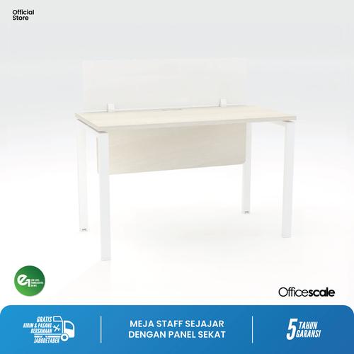 Promo Meja Kerja Kantor Peyambung Sejajar 1 Orang + Panel Sekat White ...