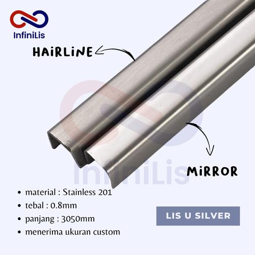 Jual LIS U SILVER | LIS U SUS 201 SILVER | 10 X 10 X 10MM - MIRROR ...