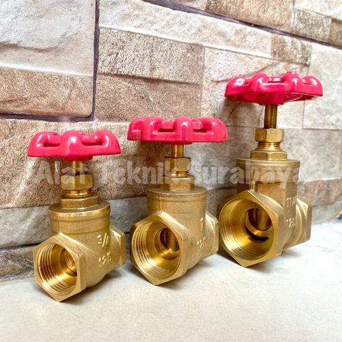 Jual STOP KRAN 1/2 3/4 1 1-1/4 1-1/2 2 3 4 GATE VALVE PUTAR AIR KUNINGAN - 1/2" - Kota Surabaya ...