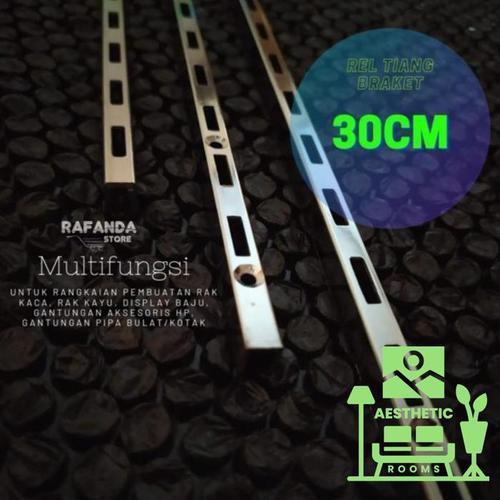 Jual Panjang 30cm tiang braket rel untuk rangkaian rak kaca rak kayu ...
