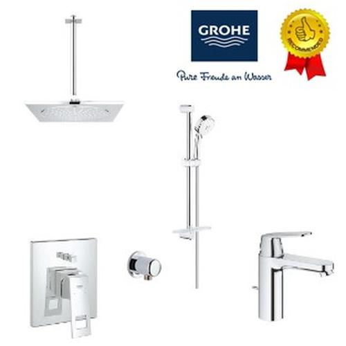 Jual GROHE Paket Shower Tanam Panas Dingin Eurocube Head + Hand Shower ...