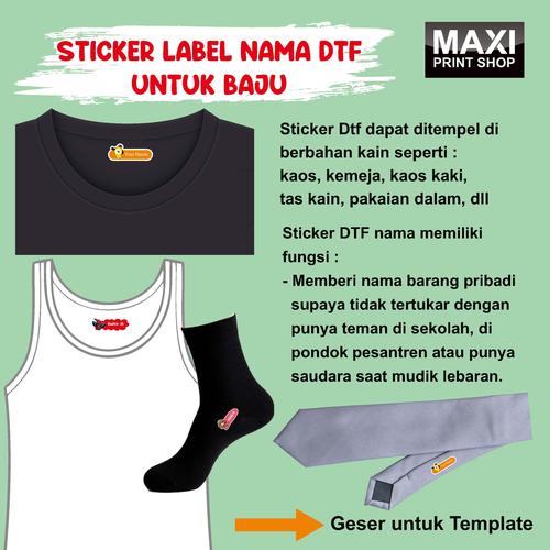 Jual Stiker Nama Baju / Stiker DTF / Stiker kain tinggal Setrika 2 ...