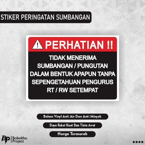 Jual Sticker Tidak menerima sumbangan / Sticker Tidak menerima Pungutan ...