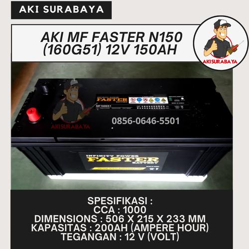 Jual AKI MF FASTER N150 12V 150AH AKI MOBIL HINO BUS GENERATOR SET FORKLIFT - Kota Surabaya ...
