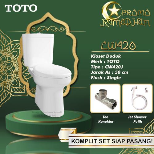 Jual KLOSET DUDUK TOTO CW 420 J LENGKAP JET SHOWER + TEE CW 420J TOILET ...