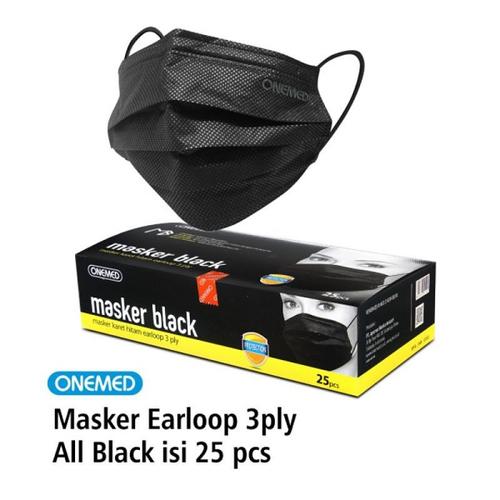 Jual MASKER MEDIS EARLOOP ONEMED 3PLY MASKER BEDAH KARET - hitam 25's ...