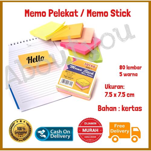 Jual Kertas Memo STICK Notes Joyko MMS-1 Sticky Note Kertas Warna Pesan ...