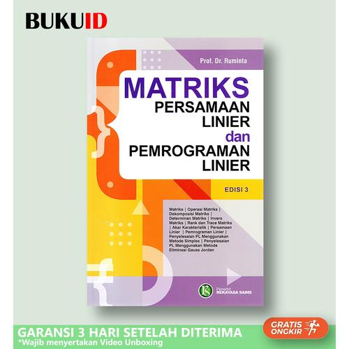 Jual Buku Matriks Persamaan Linier dan Pemrograman Linier Edisi 3 - Kota Tangerang - Buku ID ...