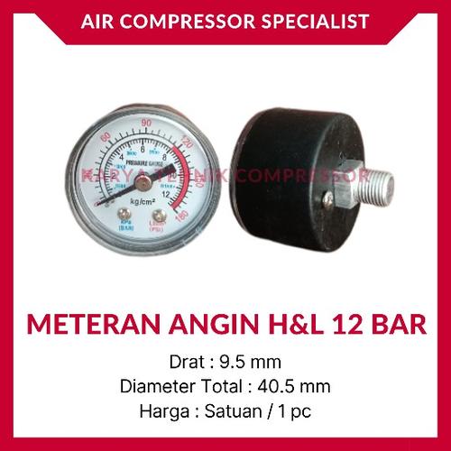 Jual Meteran Angin Manometer Pressure Gauge H&L 12 Bar (Drat Kecil ...