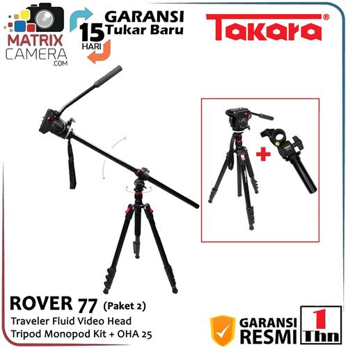 Promo Takara ROVER 77 Paket 2 Traveller Fluid Head Video Tripod Monopod ...