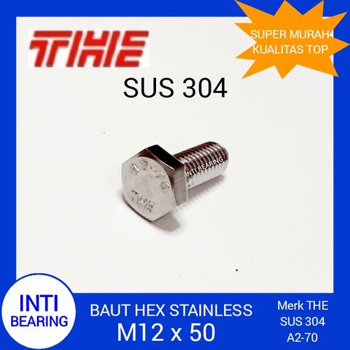 Jual BAUT HEX STAINLESS M12 x 50 MERK THE M12x50 SS 304 HEXAGON HEAD ...