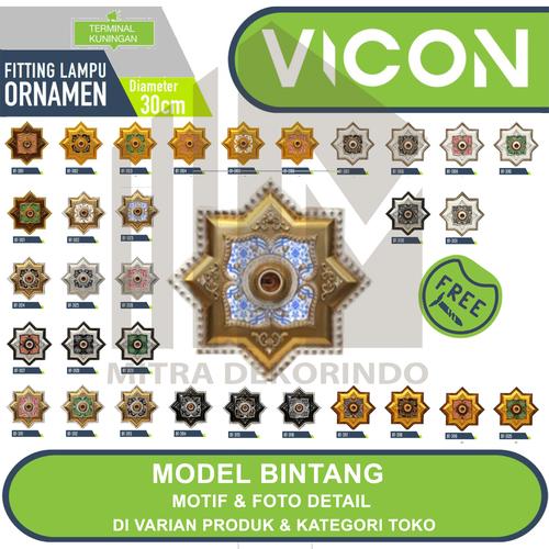 Jual Fitting Lampu Vicon Ornamen Lampu Plafon PVC Gypsum Motif Bintang ...